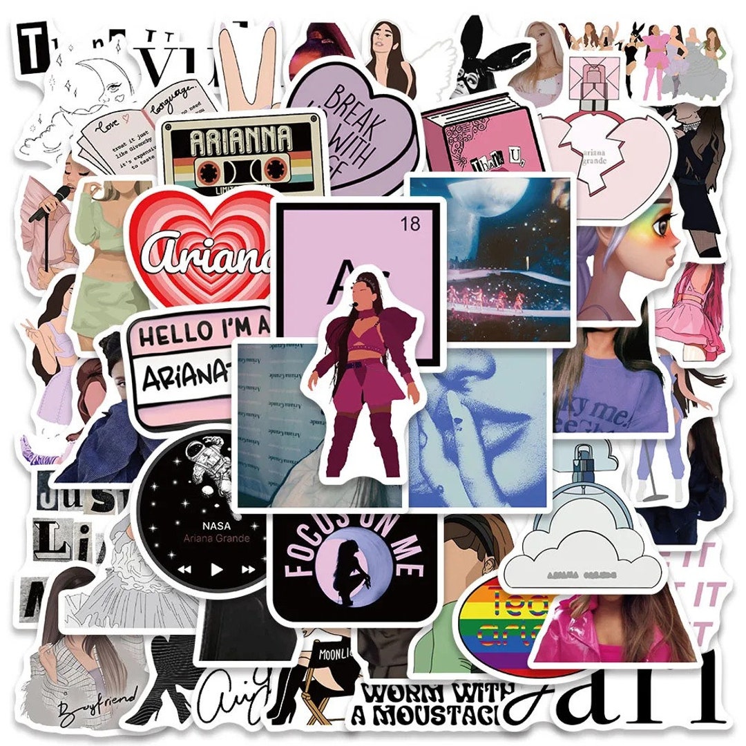 50 Pcs Ariana Grande Singer Funny Handmade Stickers Waterproof Decals ...