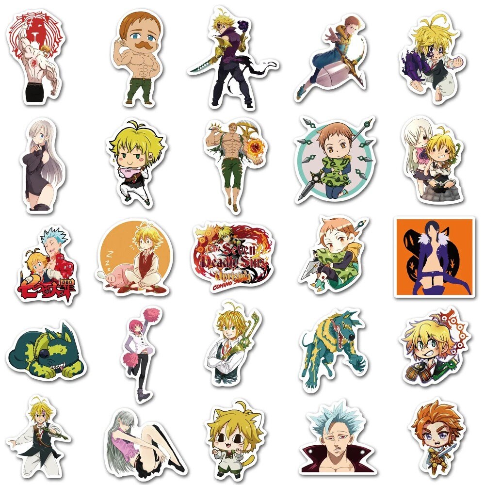 100 Pcs Handmade Anime Stickers Inspired by the Seven Deadly Sins ...