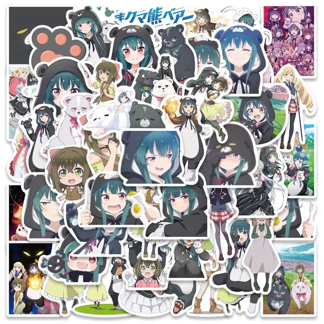 50 Pcs Kuma Kuma Kuma Bear Punch Anime Handmade Stickers Graffiti ...