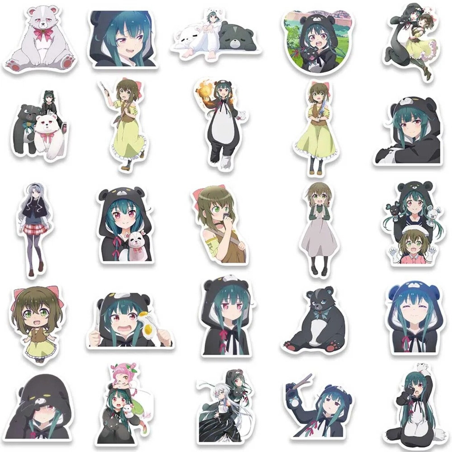 50 Pcs Kuma Kuma Kuma Bear Punch Anime Handmade Stickers Graffiti ...