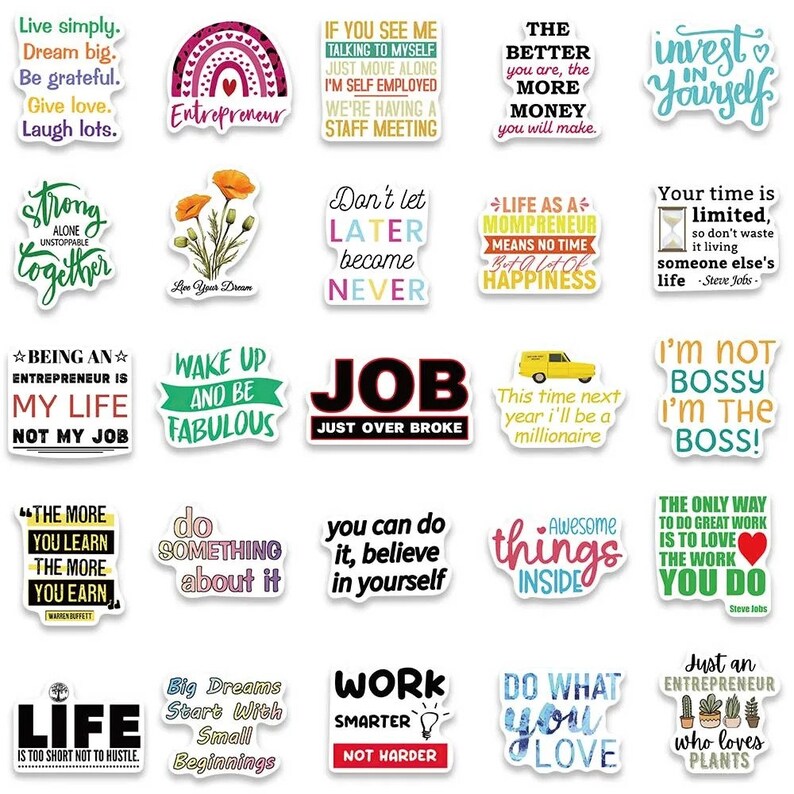 50 Pcs Entrepreneur Motivational Quotes Graffiti Wealth Lucky Handmade ...