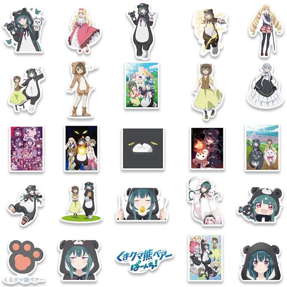 50 Pcs Kuma Kuma Kuma Bear Punch Anime Handmade Stickers Graffiti ...