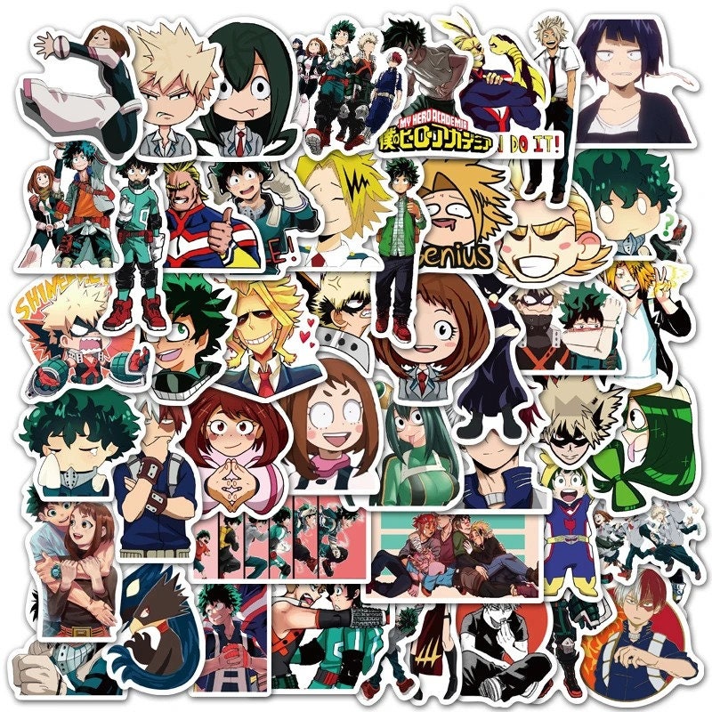 50 Pcs My Hero Academia Anime Handmade Stickers for Luggage Laptop Bike ...