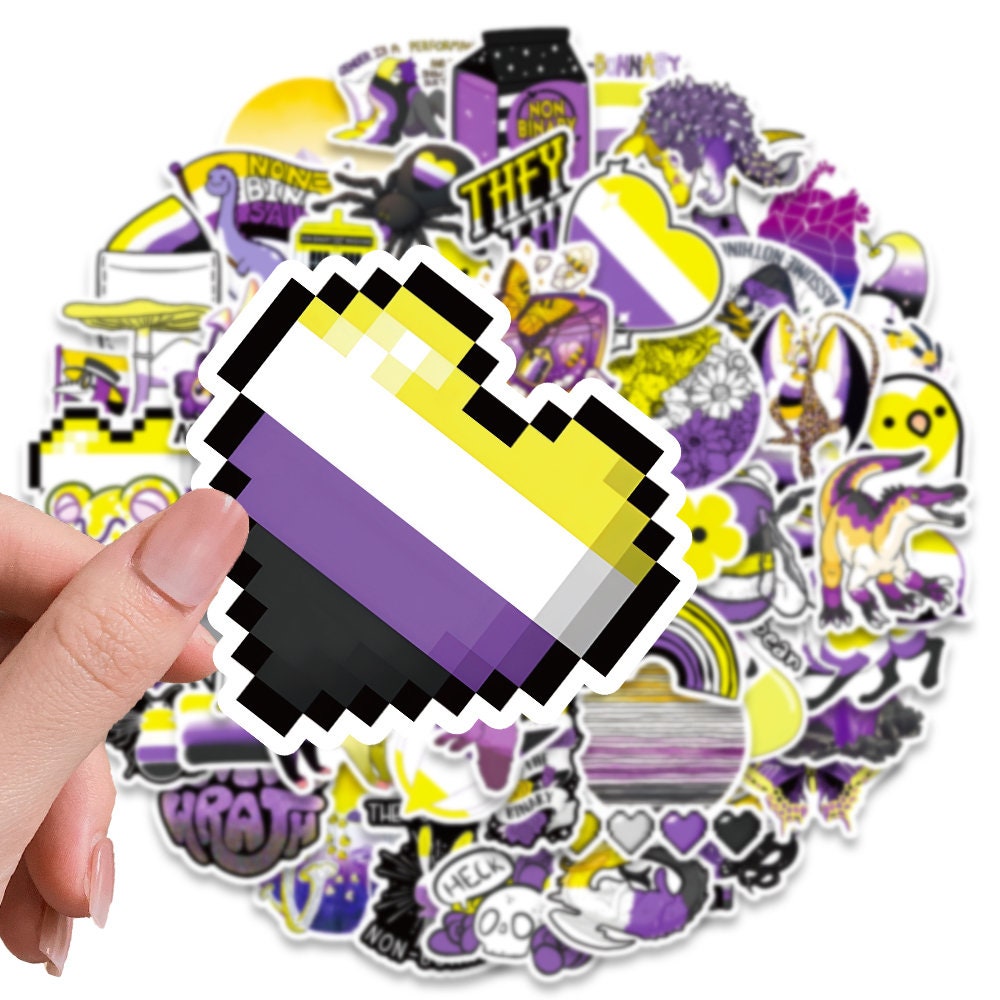 60 PCS Purple Non-binary Sticker for Laptop Bottle Luggage Skateboard ...
