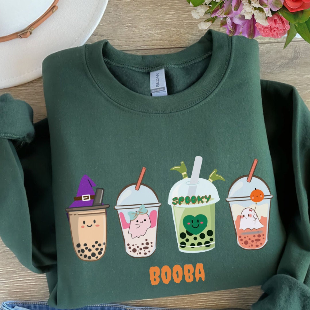 Boba Sweatshirt, Bubble Tea Sweater, Halloween Sweatshirt, Boba ...