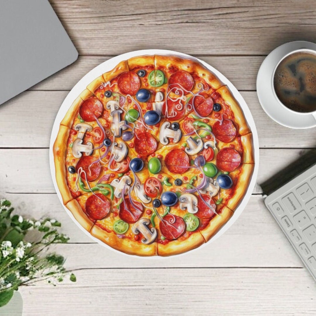 Pizza Mouse Pad, Pizza Gift, Desk Decor Picture of Pizza, Foodie Gift ...