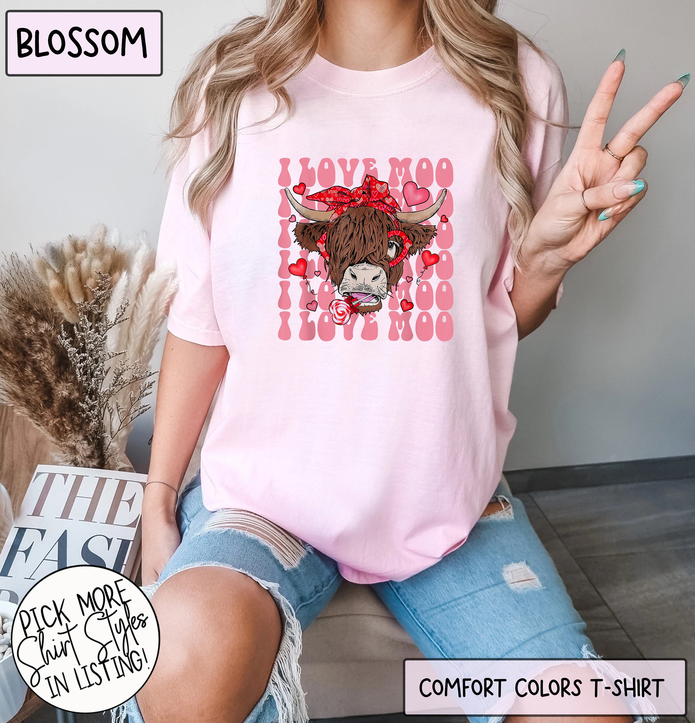 Comfort Colors I Love Moo T-shirt Highland Cow Valentines - Etsy