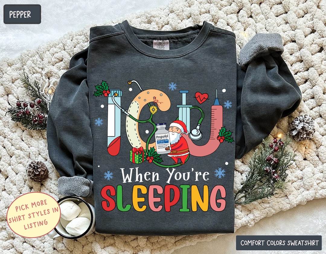Comfort Colors ICU Nurse Christmas Sweatshirt, Cute Nurse Christmas ...