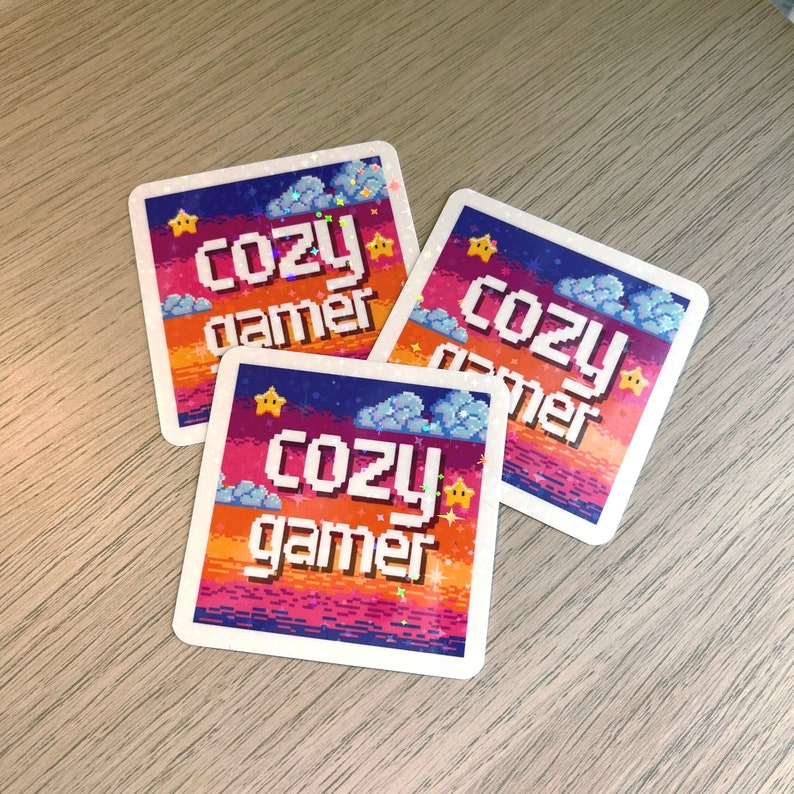 Holographic Cozy Gaming Stickers for Laptop, Nintendo Switch, Xbox ...