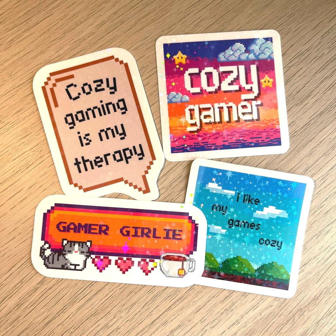 Holographic Cozy Gaming Stickers for Laptop, Nintendo Switch, Xbox ...