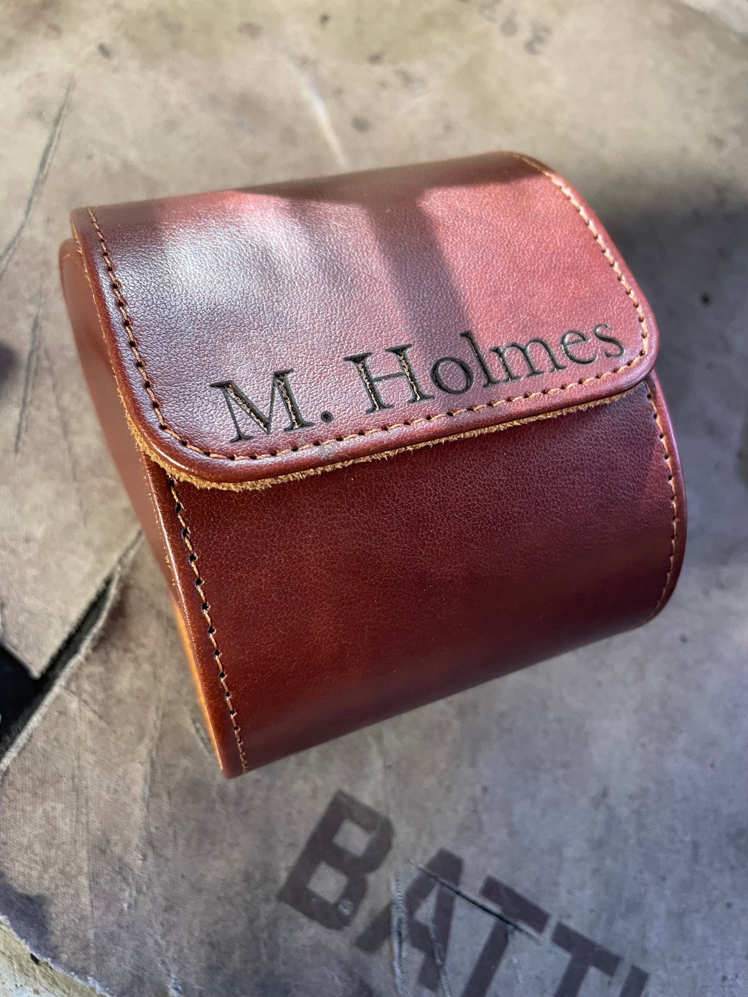 Personalized Leather Watch Case/travel Watch Box, Leather Watch Case ...