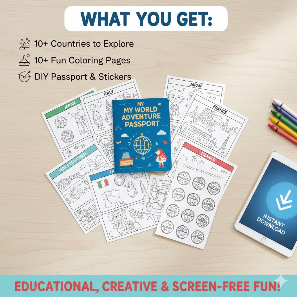 Kids Adventure Passport Kit, World Travel Activity, Homeschool ...