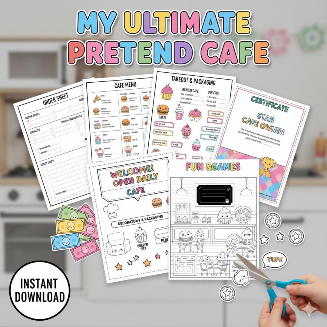 Pretend Play Cafe Set – Kids Dramatic Play, Montessori Activity ...