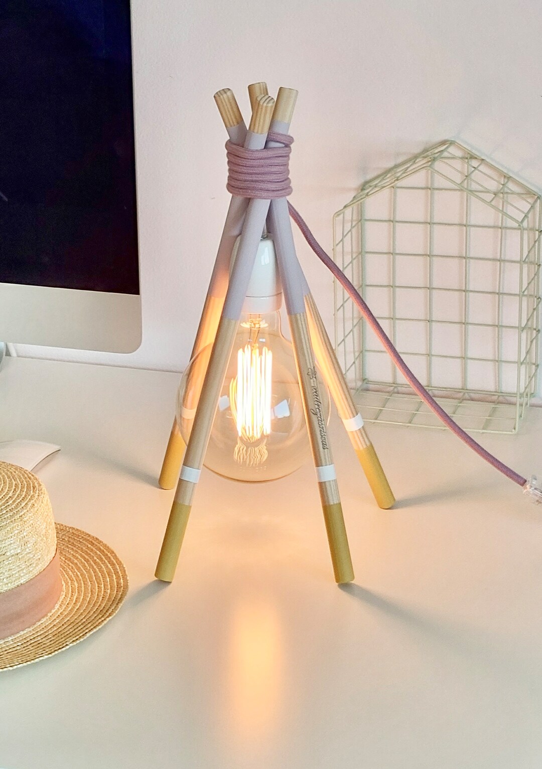 Wood Teepee Lamp Vintage Kids - Etsy