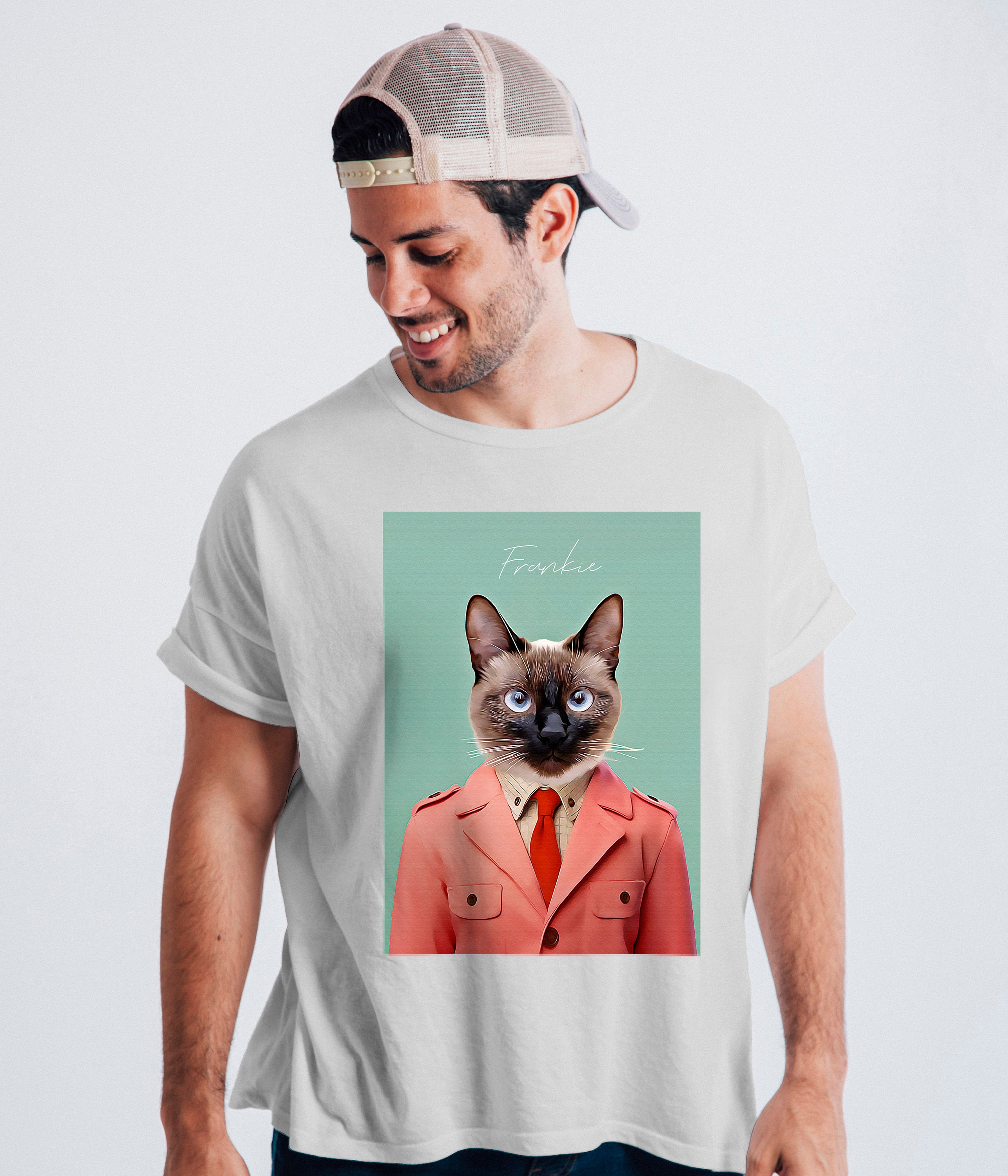 Personalised Gift Custom Pet Portrait T-shirt Custom Dog Print Crewneck ...