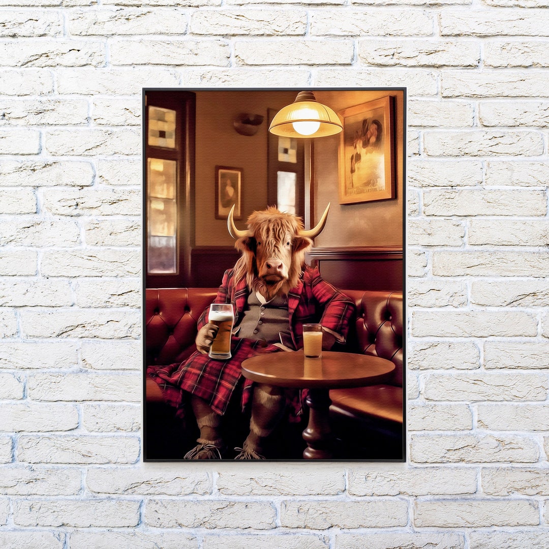 Highland Cow Print House Warming Gifts, Funny Bar Wall Art Animal Funny ...