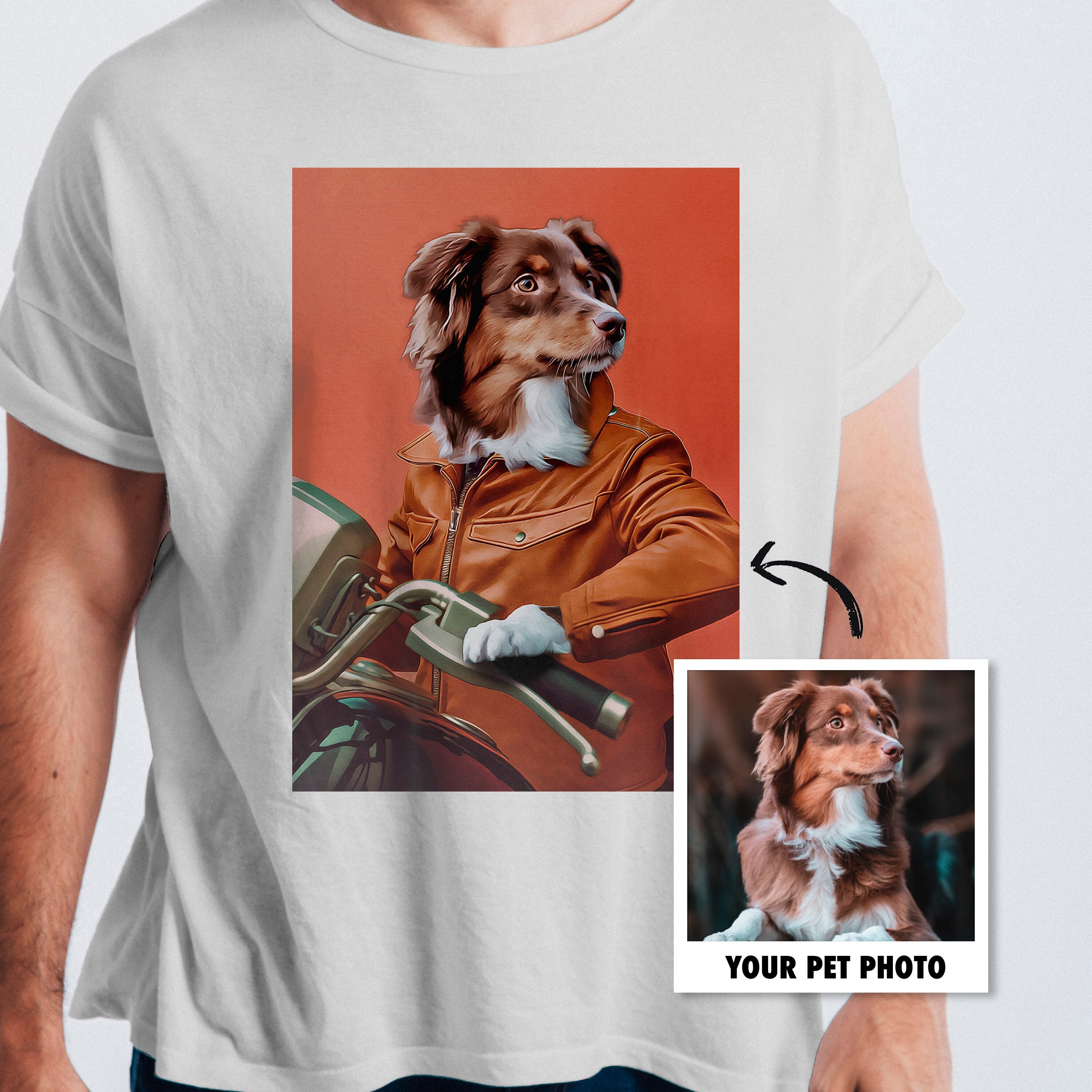 Personalised Gift Custom Pet Portrait T-shirt Custom Dog Print Crewneck ...