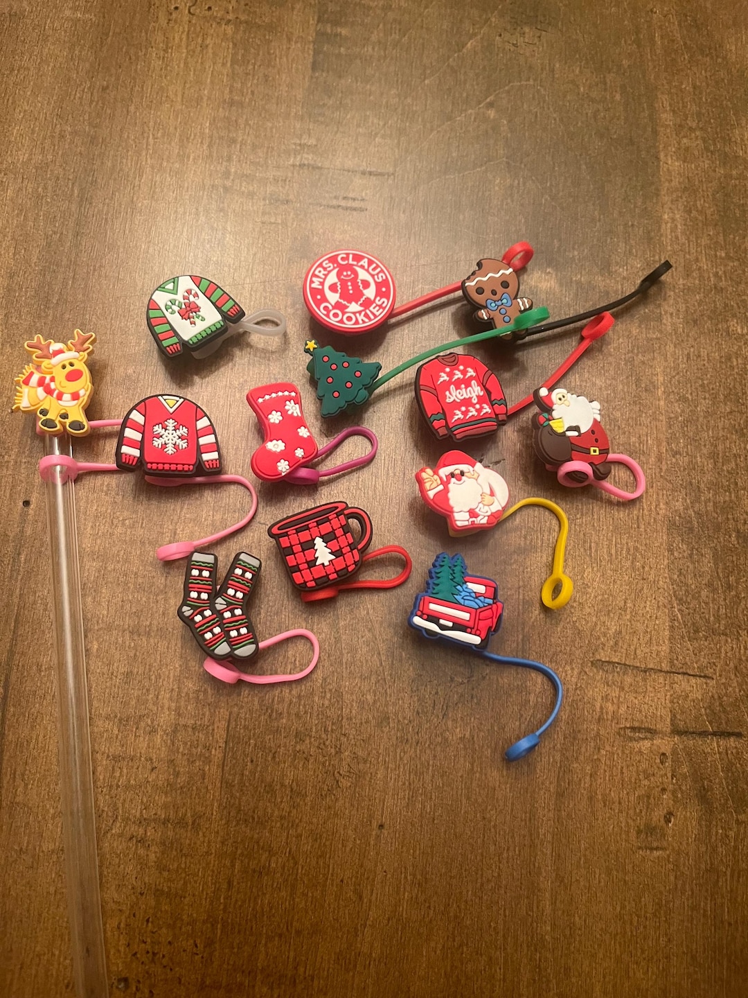 Christmas Straw Toppers, Straw Cap, Reusable, Durable Straw Cap, Gifts ...