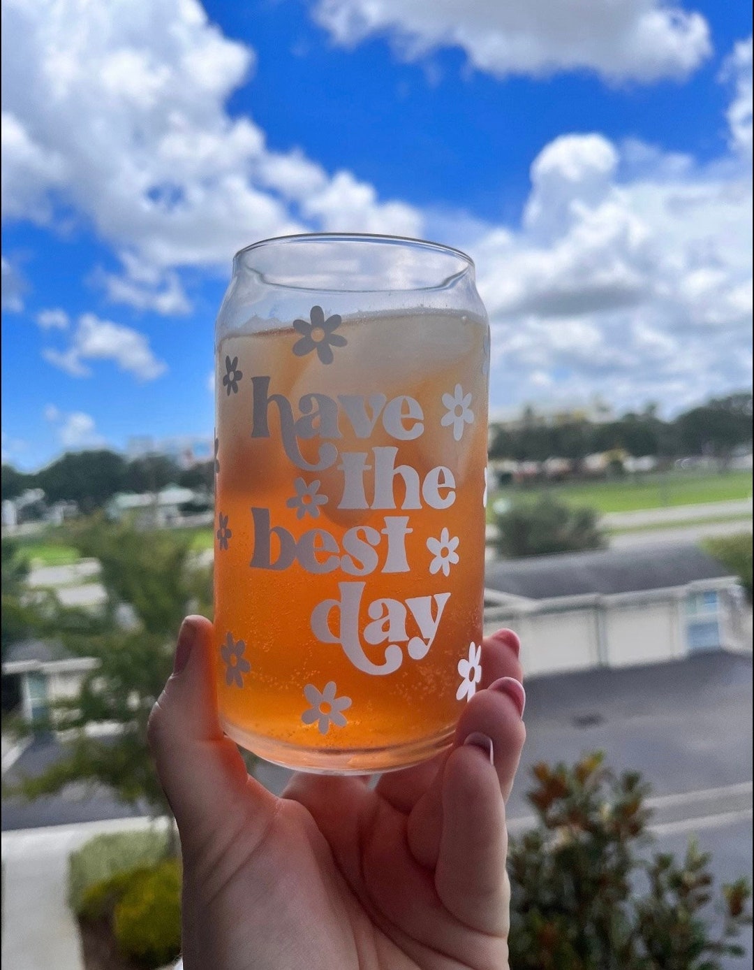Daisy Beer Glass, Have the Best Day Glass, Iced Coffee Glass, Mini ...
