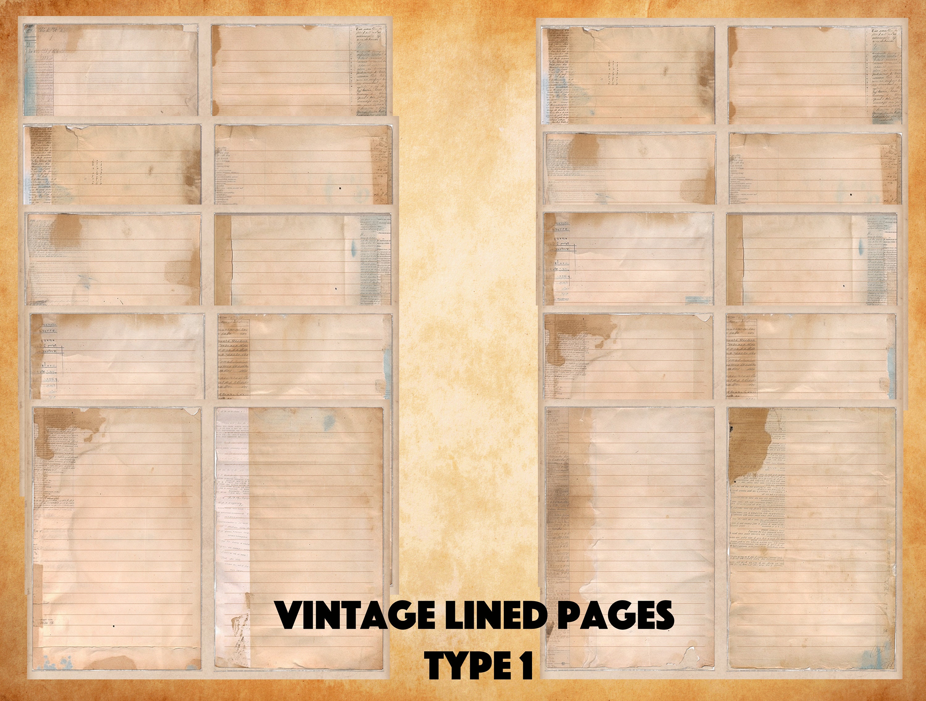 Blank/lined Journal Pages, Junk Journal Basic Papers, Printable Shabby ...