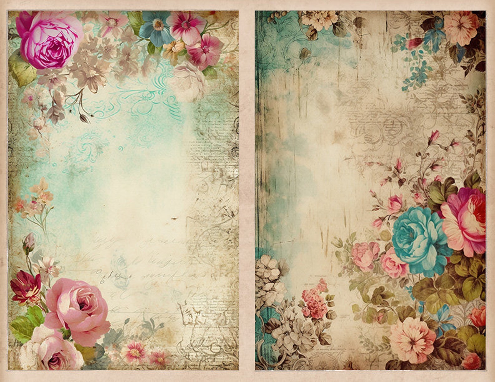 Blank/lined Journal Pages, Junk Journal Basic Papers, Printable Shabby ...