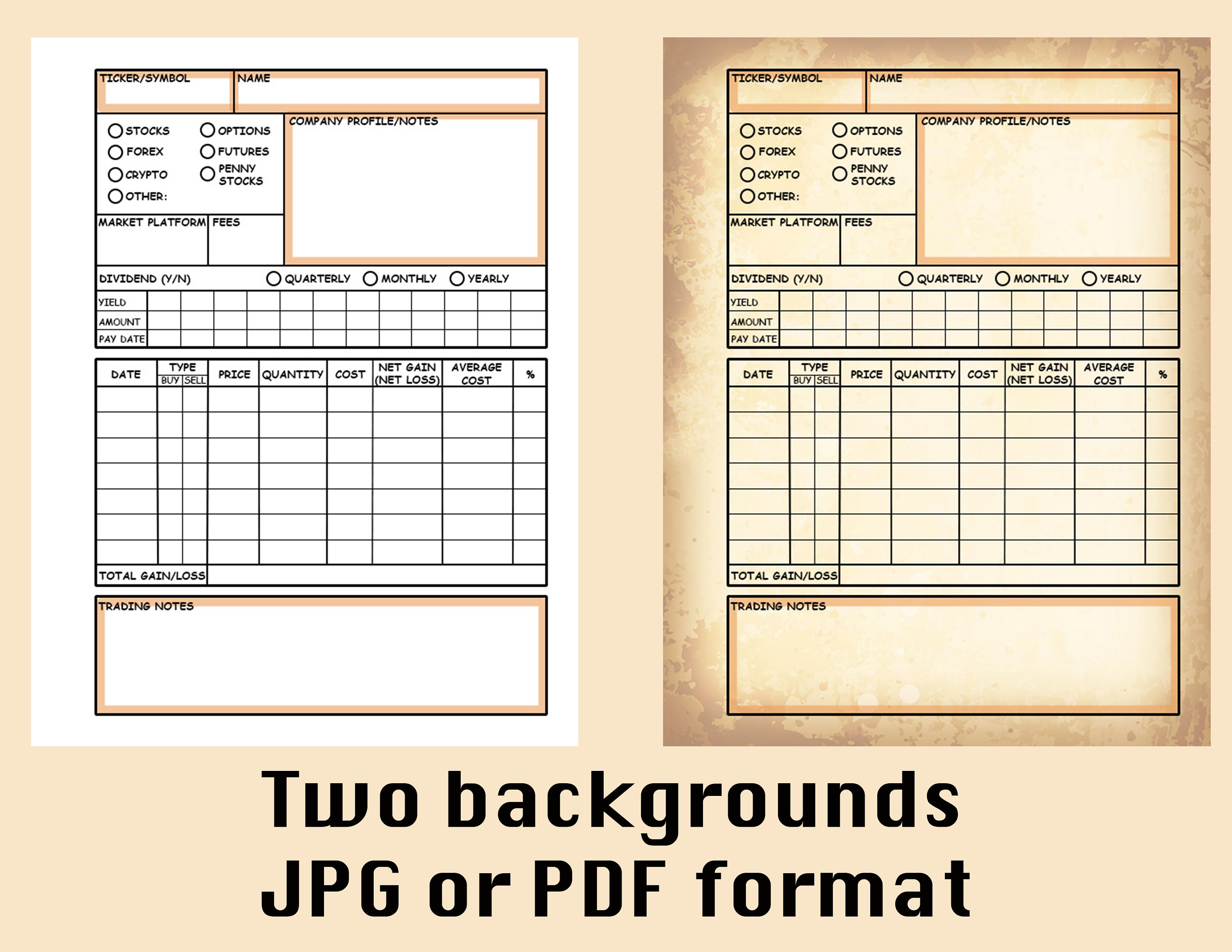 Blank/lined Journal Pages, Trading Journal, Forex Journal, Stock ...