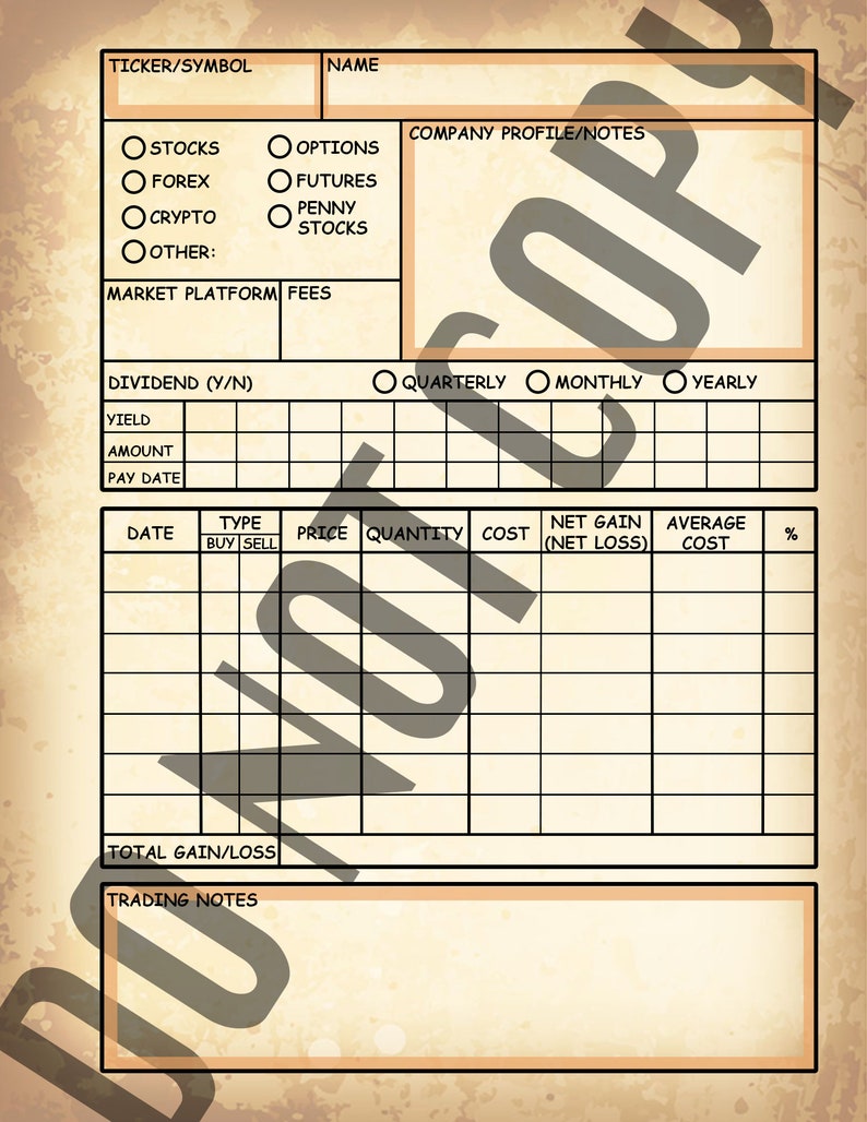 Blank/lined Journal Pages, Trading Journal, Forex Journal, Stock ...