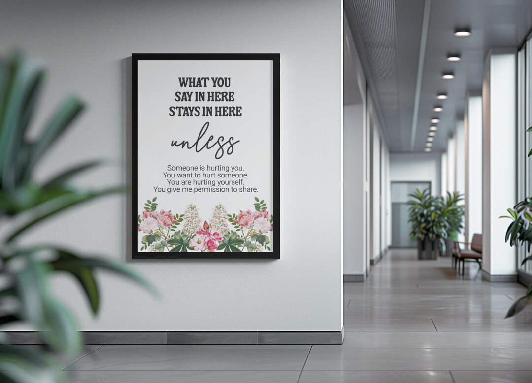 Simple Confidentiality Poster for Social Work & Office Art Quote Poster ...