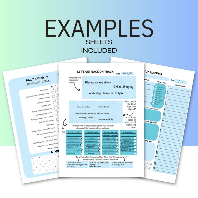 DBT ADHD Daily Planner Executive Functioning Worksheets ADHD - Etsy