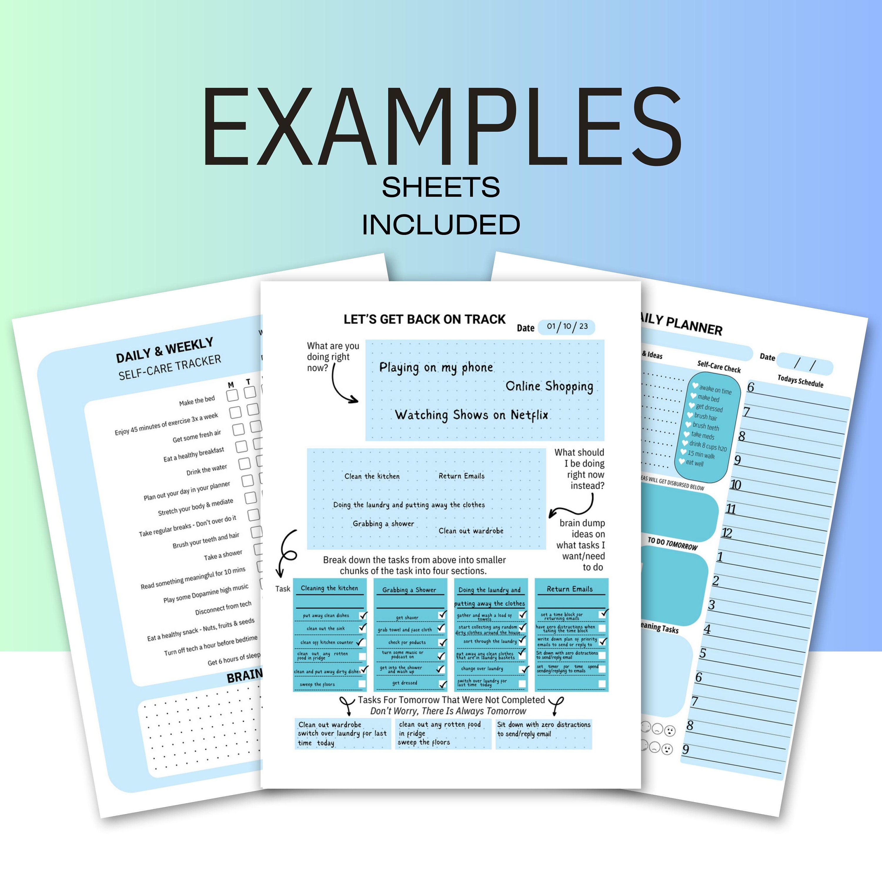DBT ADHD Daily Planner Executive Functioning Worksheets ADHD - Etsy