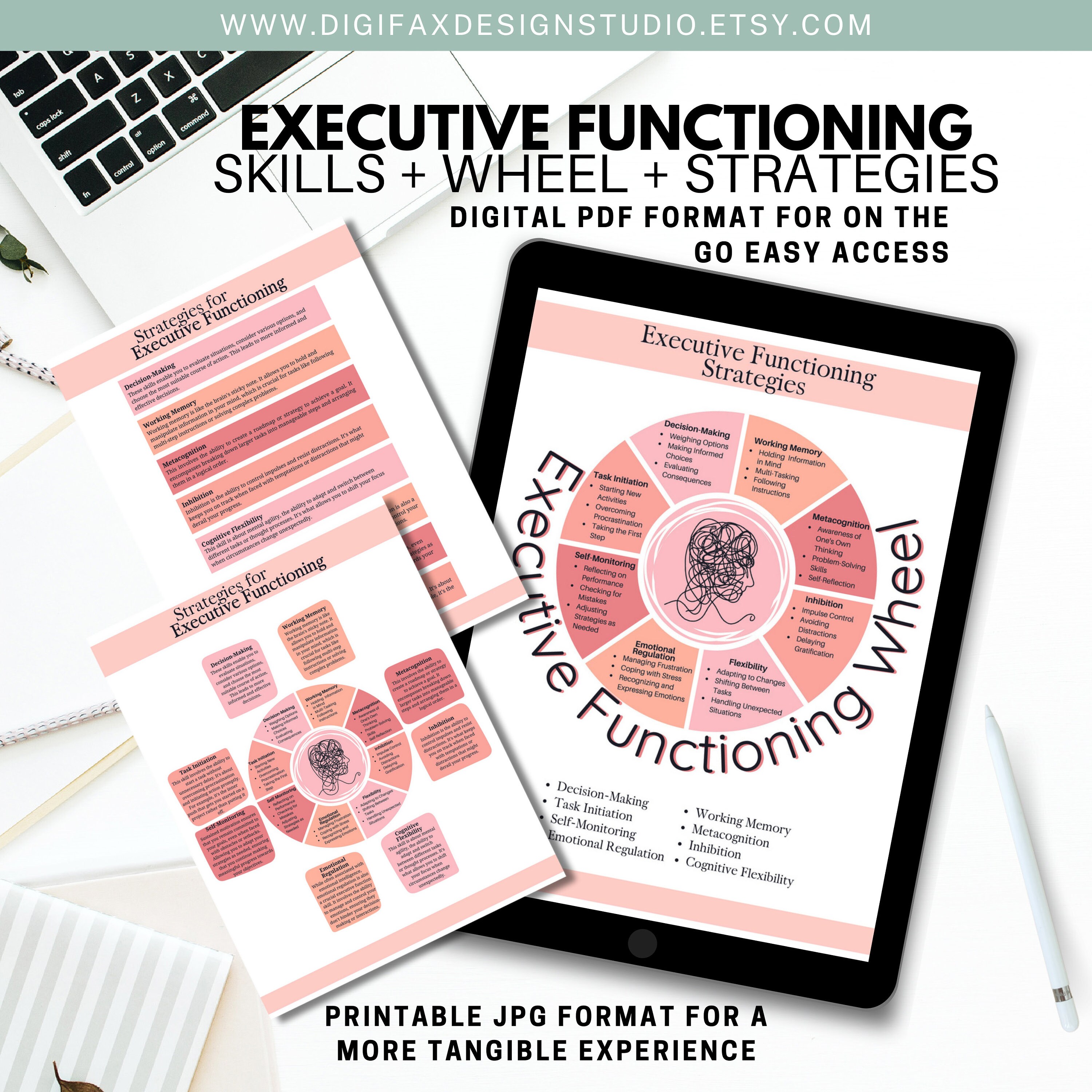 ADHD Executive Functioning Wheel for Occupational Therapy Workbook DBT ...