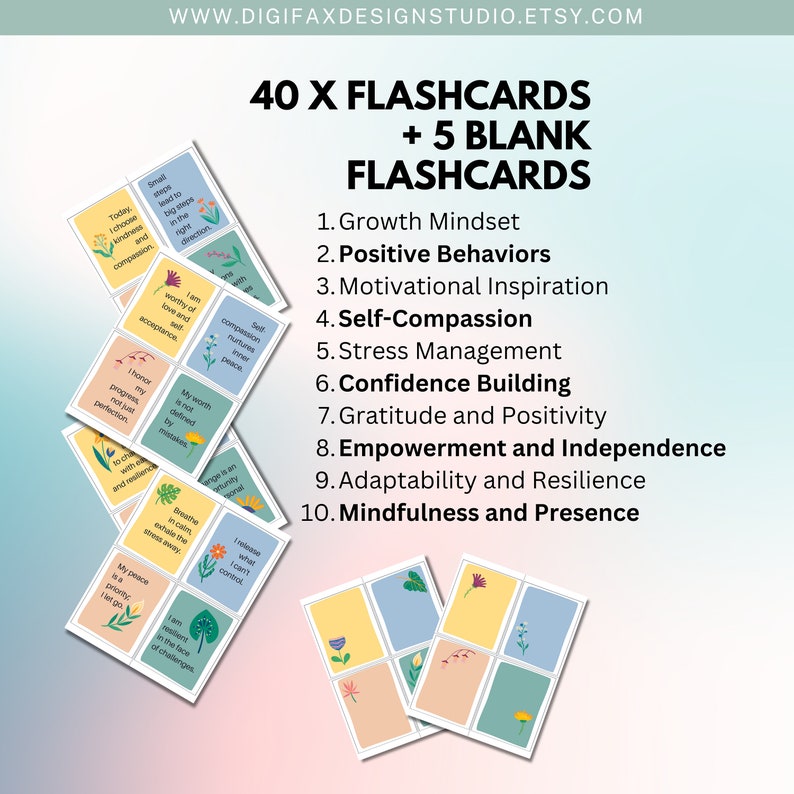 DBT Positive Affirmation Cards, Mindfulness Cards, Inspirational Flash ...