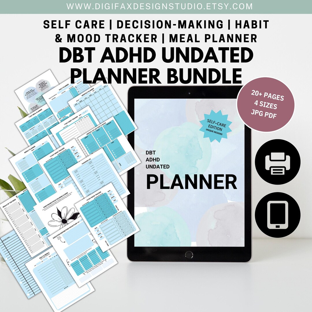 DBT ADHD Daily Planner Executive Functioning Worksheets ADHD - Etsy