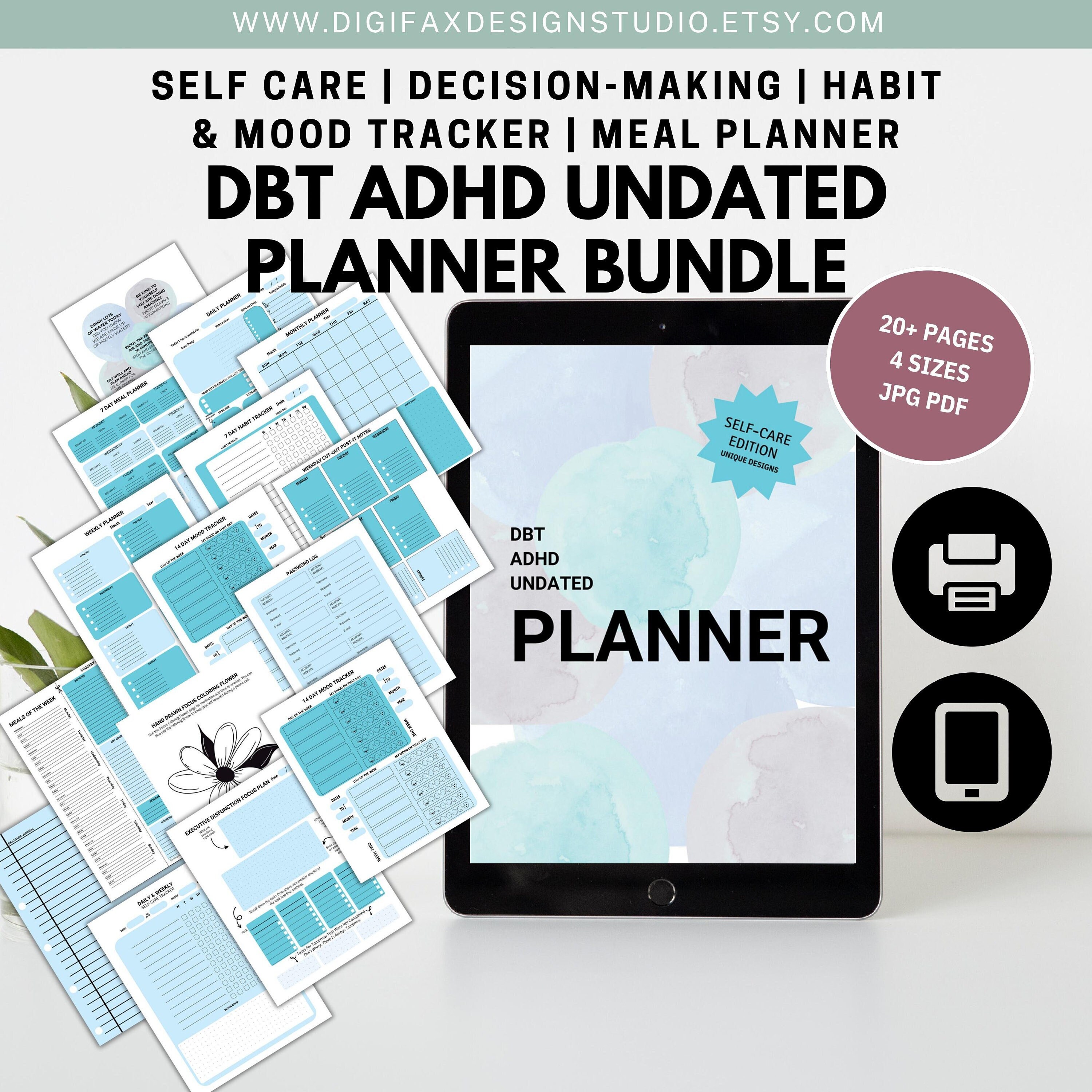 DBT ADHD Daily Planner Executive Functioning Worksheets ADHD - Etsy