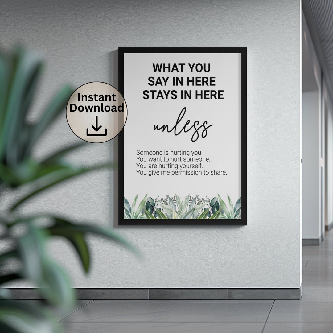 What You Say in Here Stays in Here Sign Therapy Office Decor ...