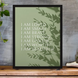 I Am Worthy Sign Therapy Office Decor Psychologist Social Workers ...