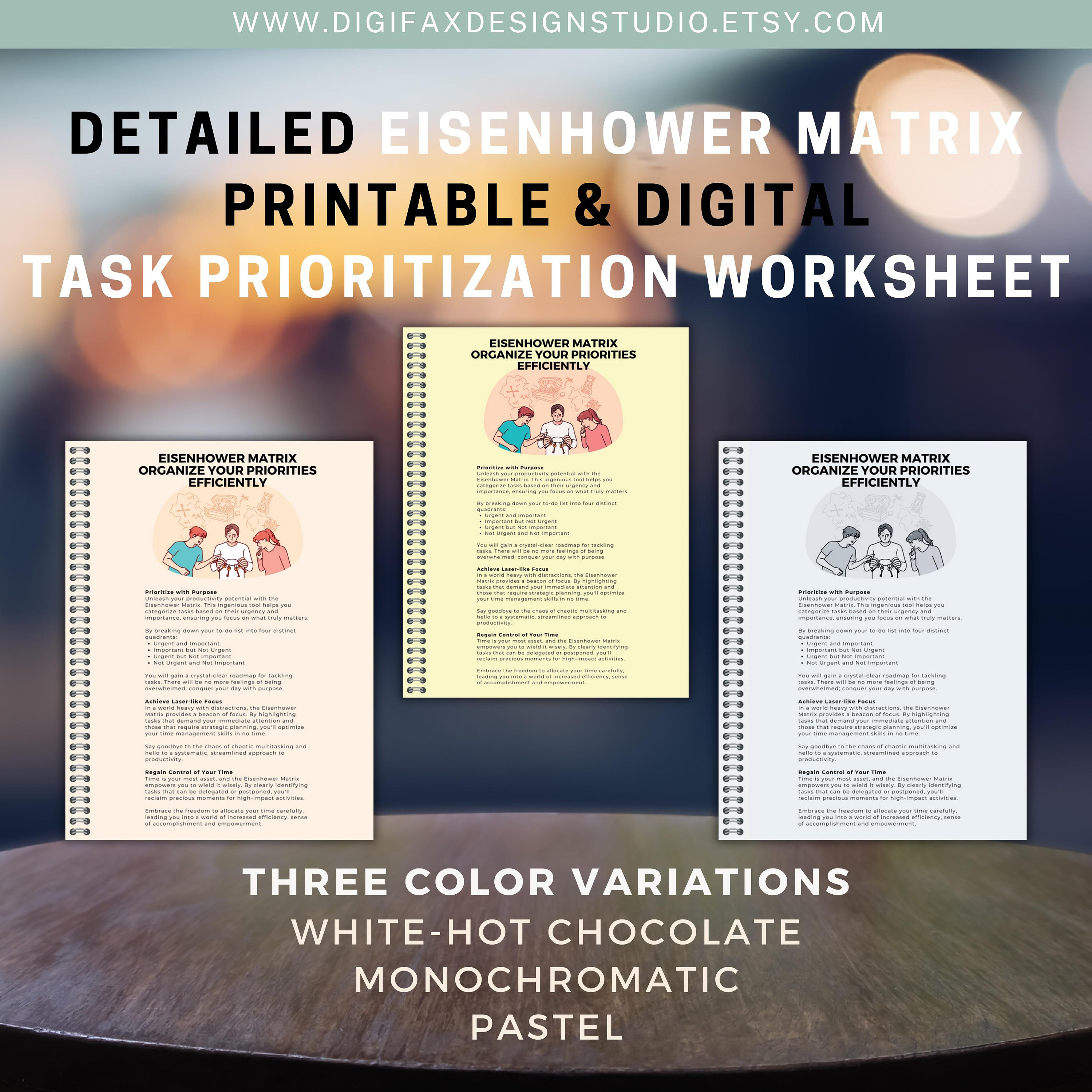 Decision Planner Printable Decision Making Worksheet Eisenhower Matrix ...