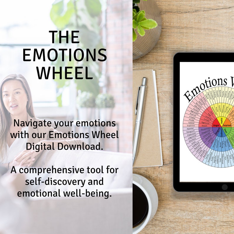 Emotions Wheel Digital Download CBT Wheel Therapy Mental Health ...