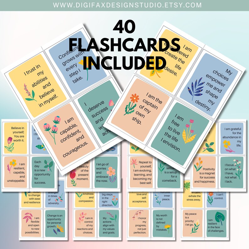 DBT Positive Affirmation Cards, Mindfulness Cards, Inspirational Flash ...