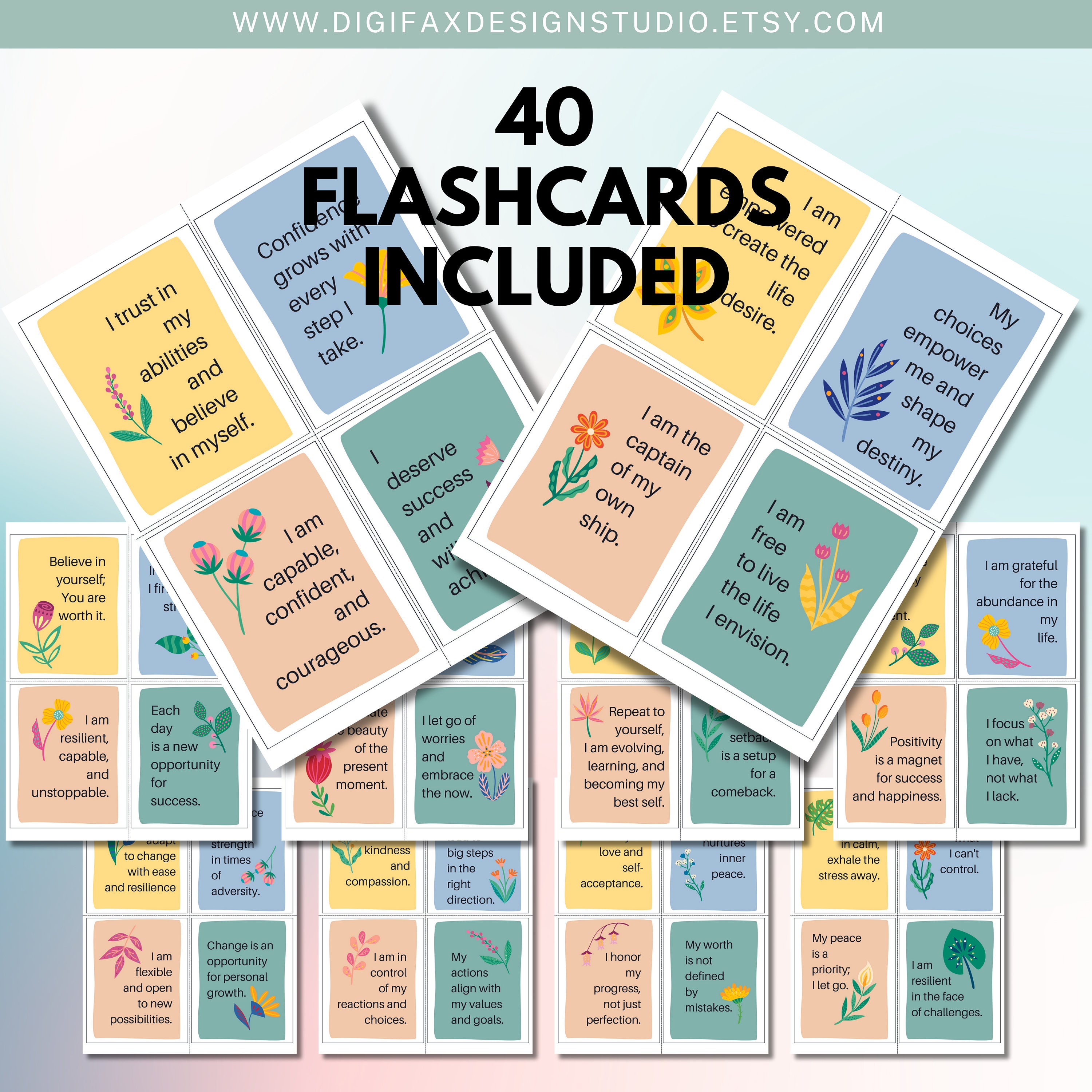 DBT Positive Affirmation Cards, Mindfulness Cards, Inspirational Flash ...