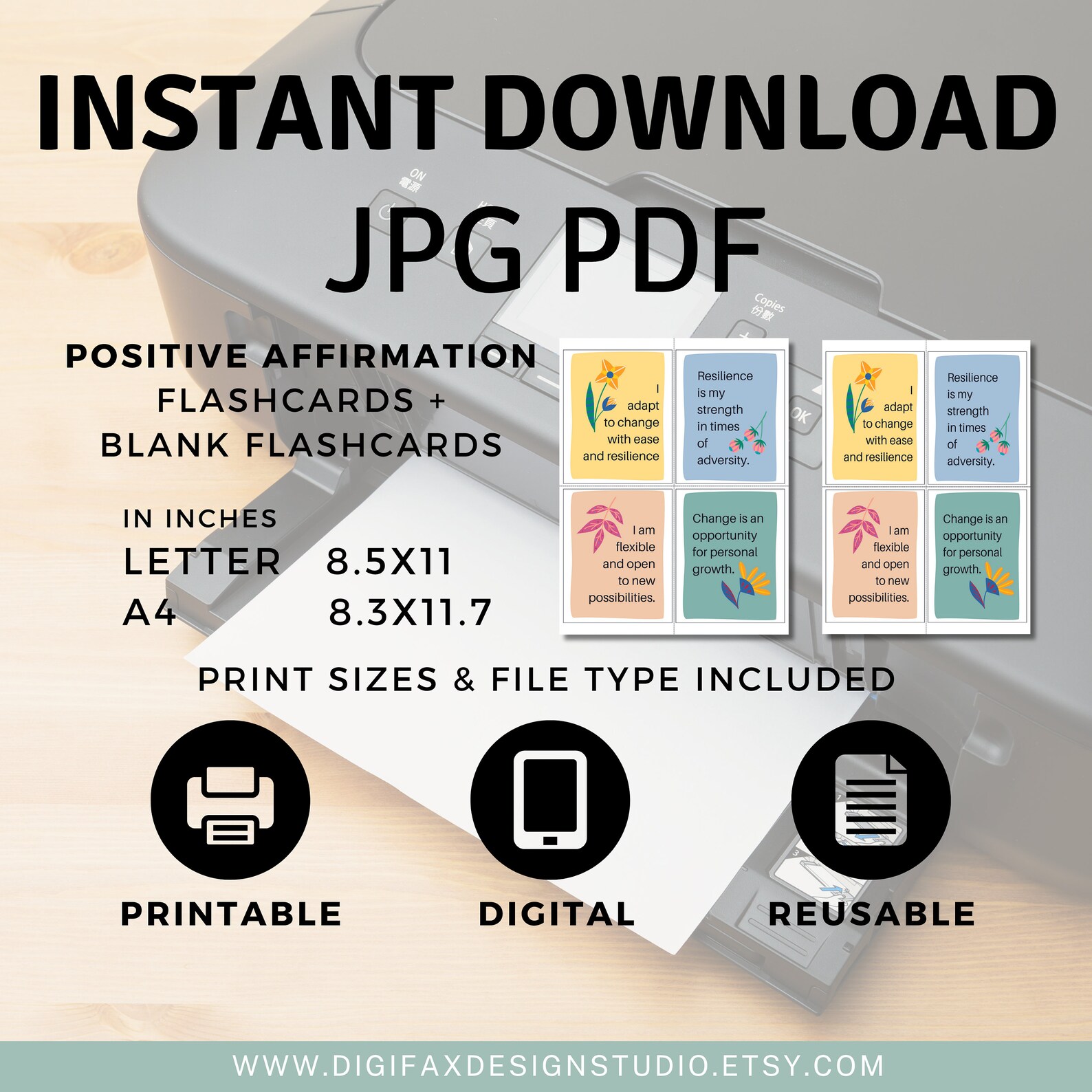 DBT Positive Affirmation Cards, Mindfulness Cards, Inspirational Flash ...