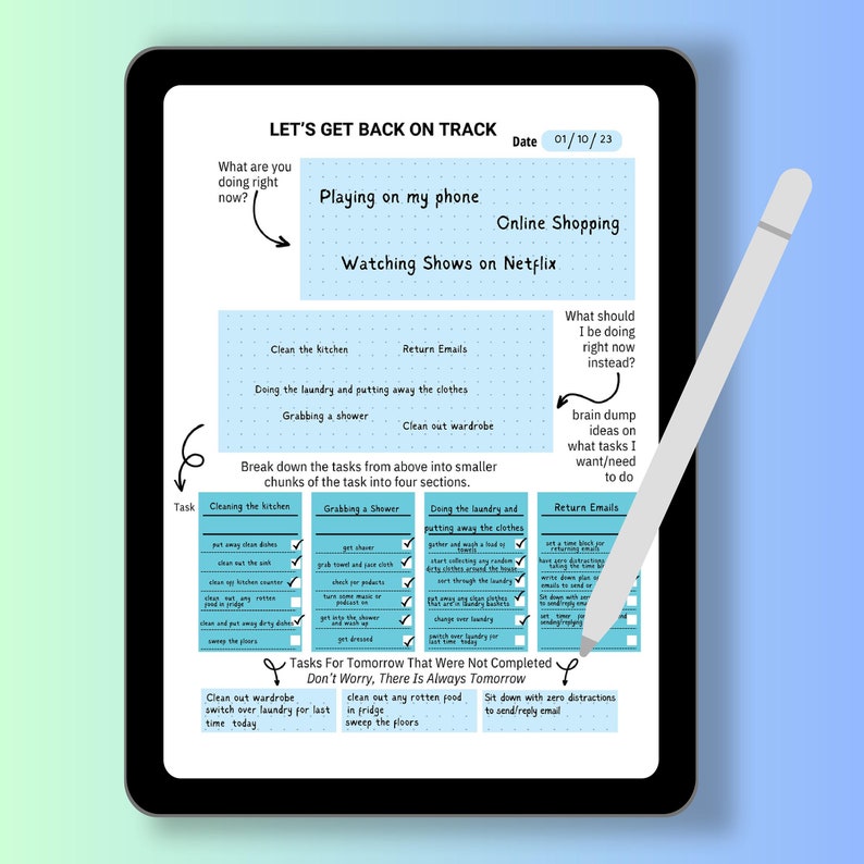 DBT ADHD Daily Planner Executive Functioning Worksheets ADHD - Etsy