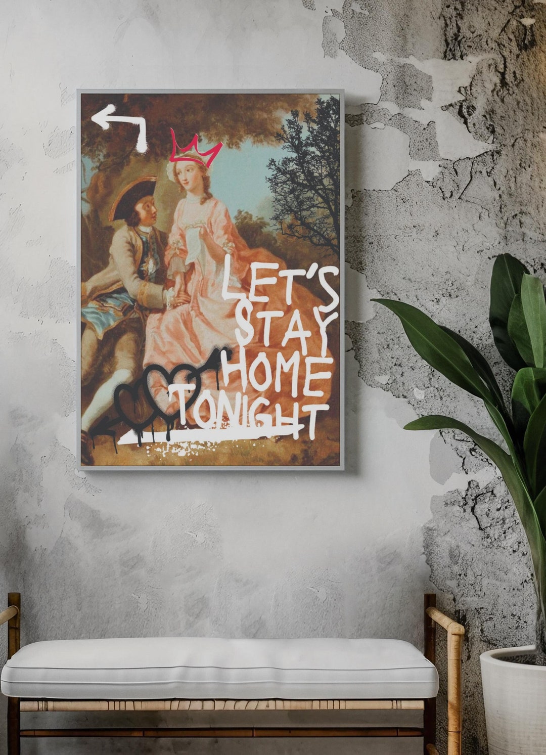 Let's Stay Home Graffiti Art Print, Quirky Home Decor - Etsy