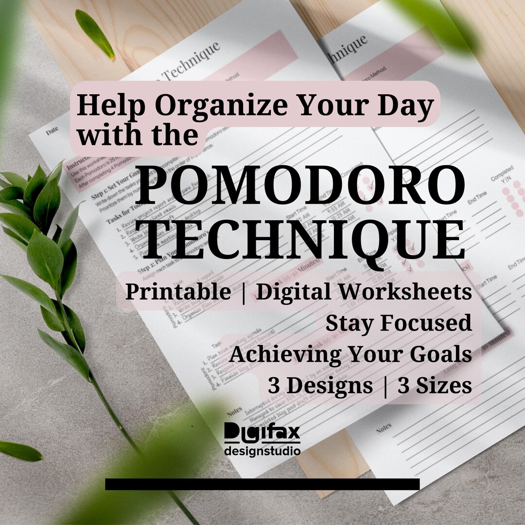 Pomodoro Technique Printable and Digital Worksheet Set - Etsy