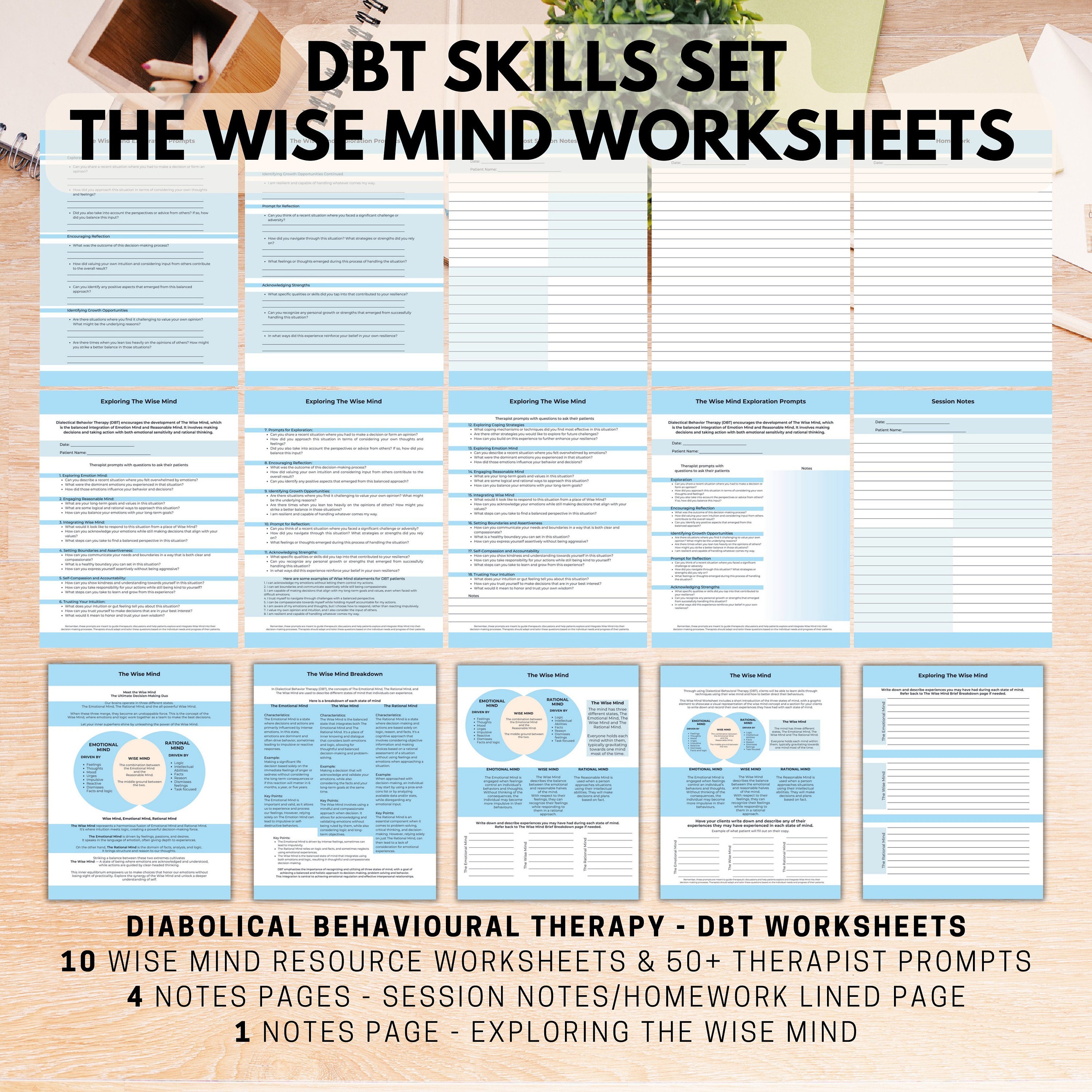 DBT Wise Mind Poster Worksheet, Digital Prints Therapists, Mental ...