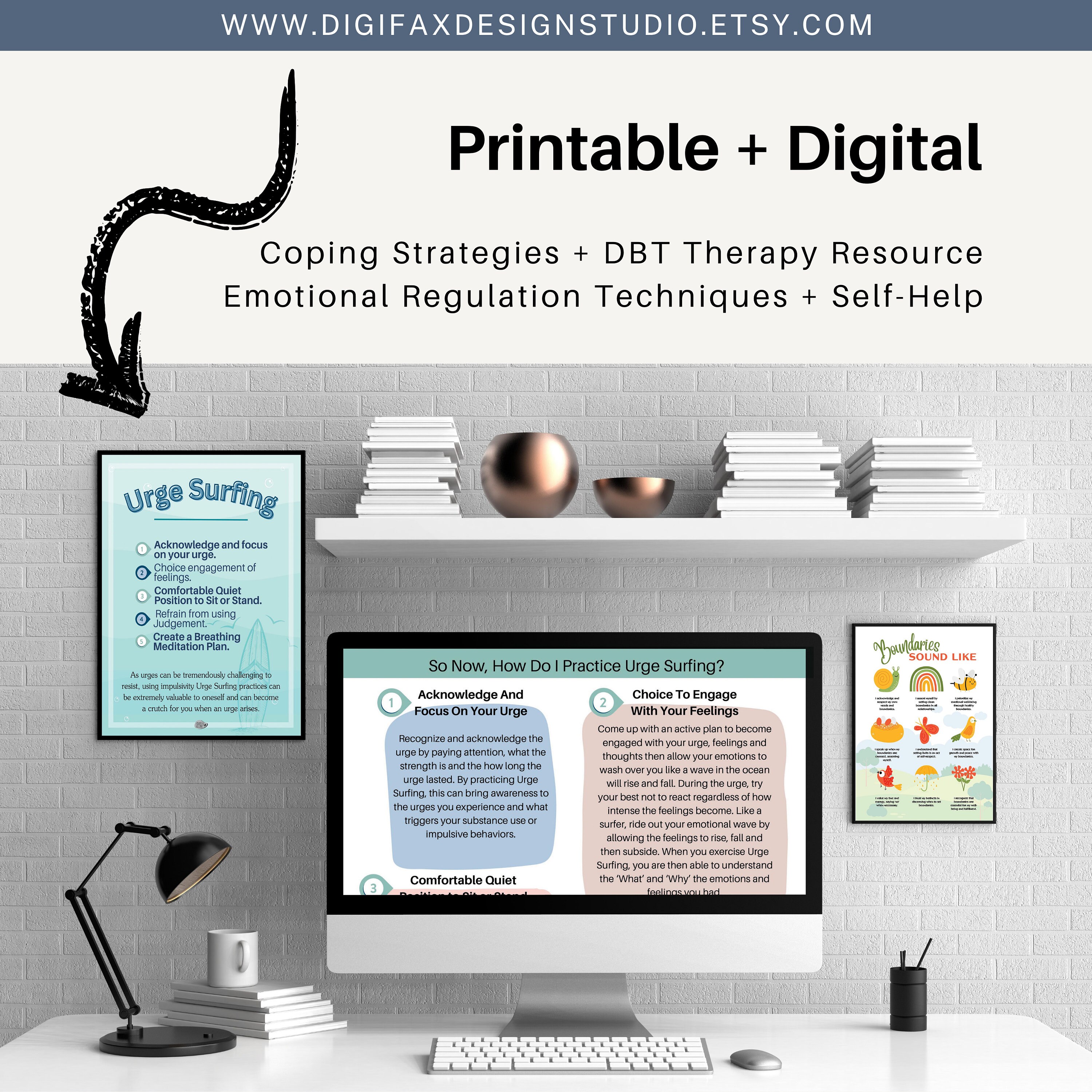 Urge Surfing Addiction Recovery Worksheets DBT Emotions Workbook for ...