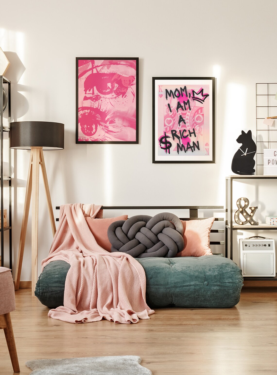 Preppy Pink Lips Wall Print Poster Lip Gloss Art for Living Room Decor ...