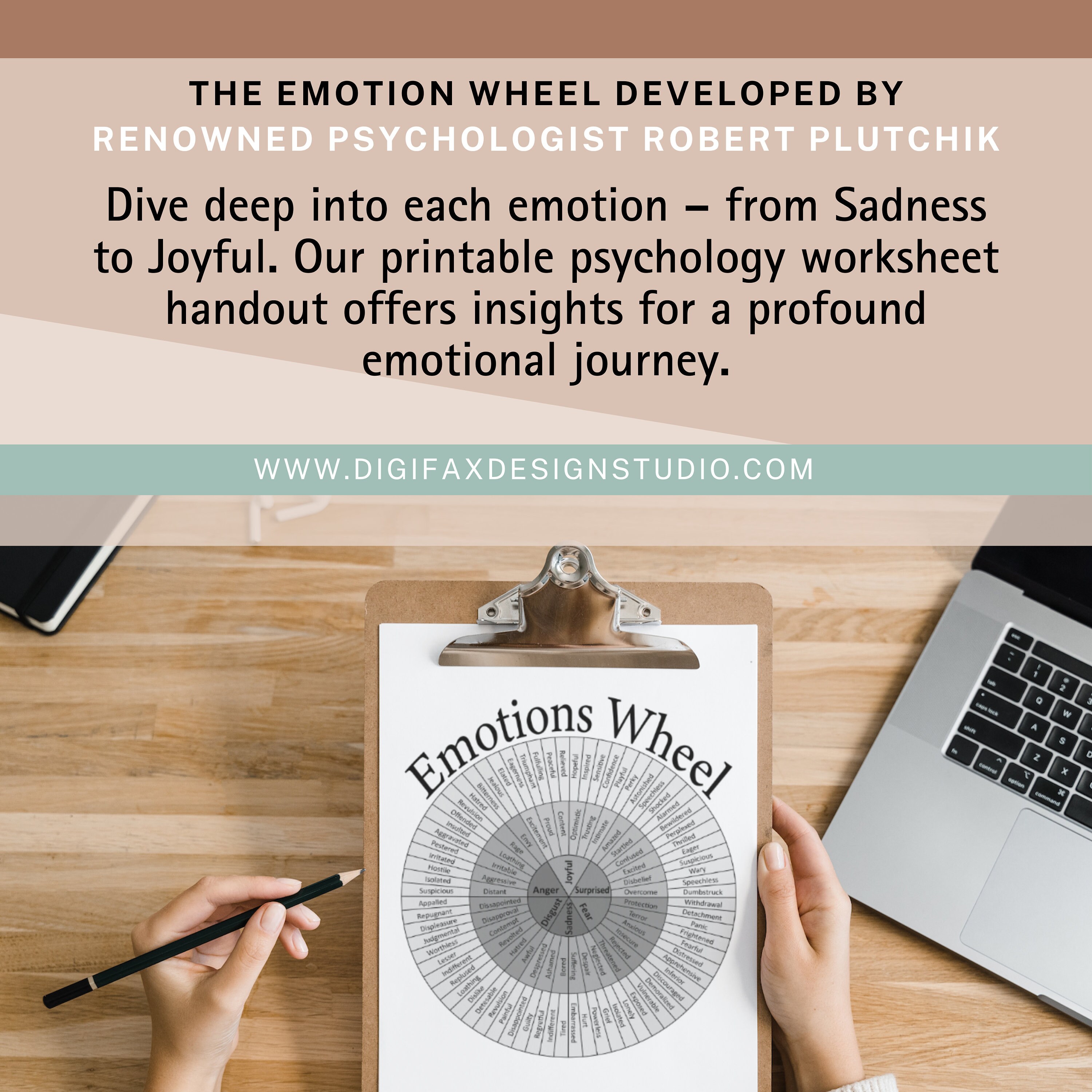 Emotions Wheel Digital Download CBT Wheel Therapy Mental Health ...