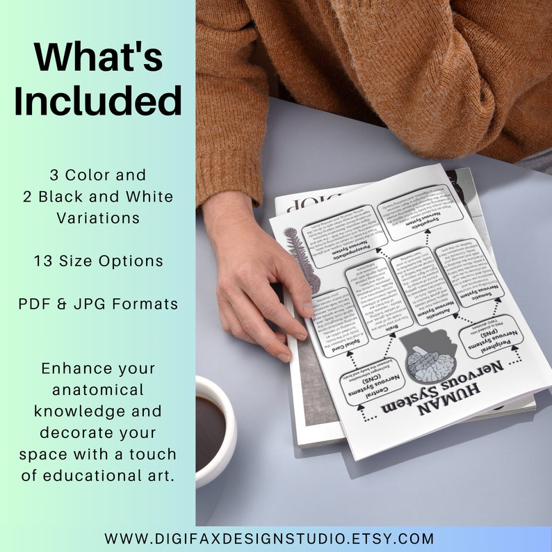 Nervous System Printable Poster Educational Art Medical Psychology ...