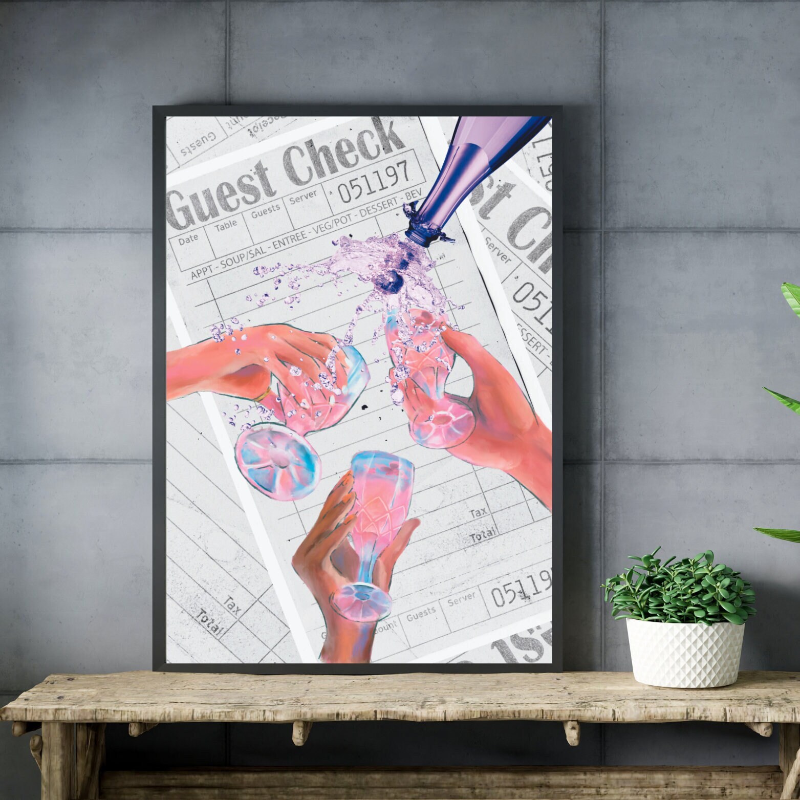 Guest Check Wall Art Aesthetic Posters Cheers Print Cocktail Poster ...